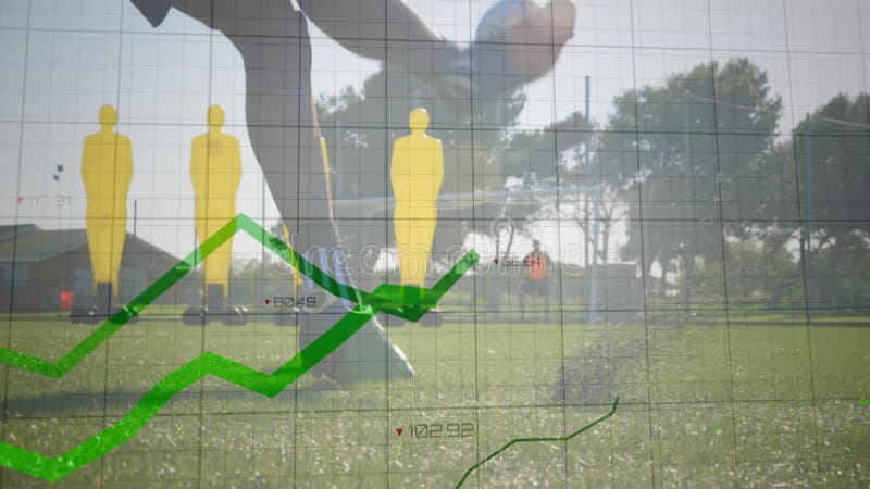 Graph Animation Over Soccer Player Practicing with Training Dummies on ...