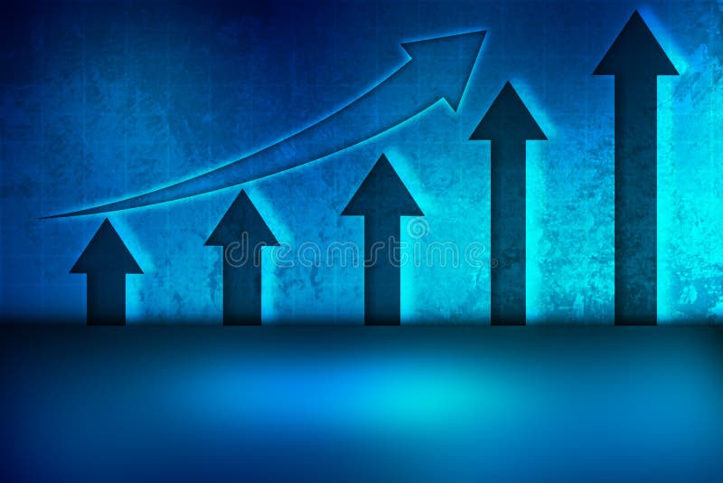Graph and Arrow on Blue Abstract Background, Arrow Chart Stock ...