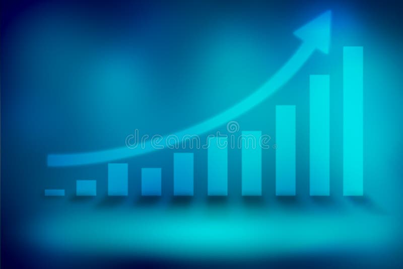 Graph and Arrow on Blue Light Abstract Background Stock Illustration ...