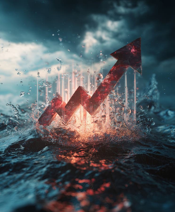 Graph Arrow Up , Symbolizing Growth or Progress. the Dramatic Lighting ...