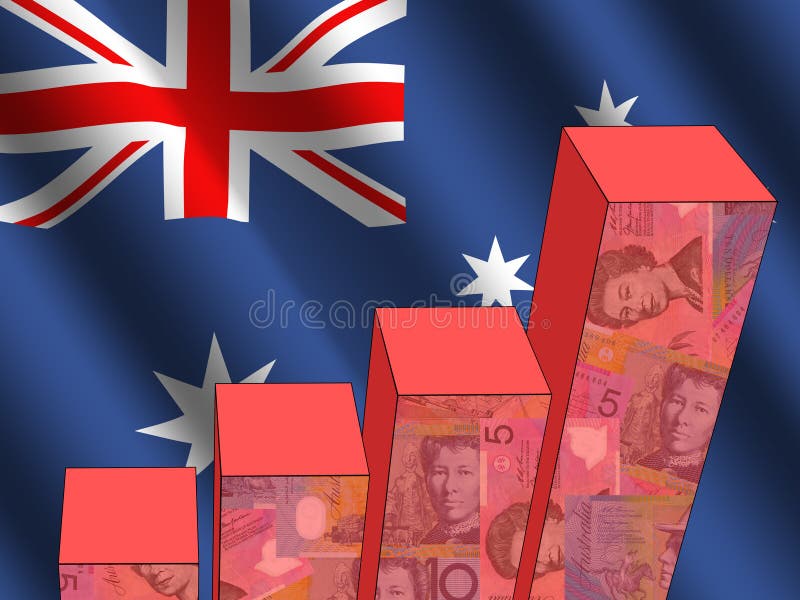 Graph with Australian flag stock illustration. Illustration of cash ...