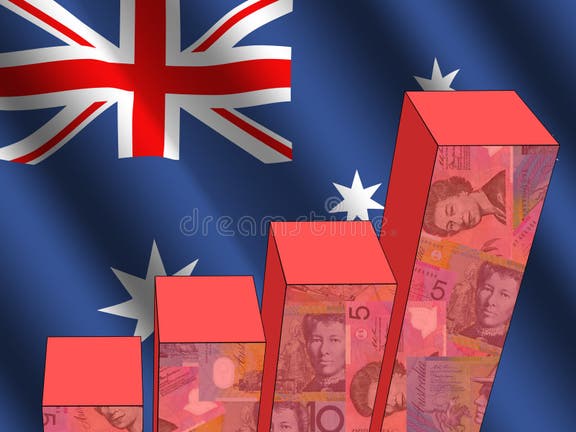 Graph with Australian flag stock illustration. Illustration of cash ...