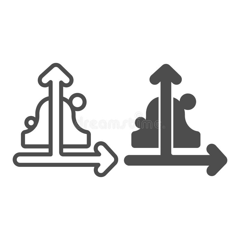 Graph with Axis Deflection and Curve with Circles Line and Solid Icon ...