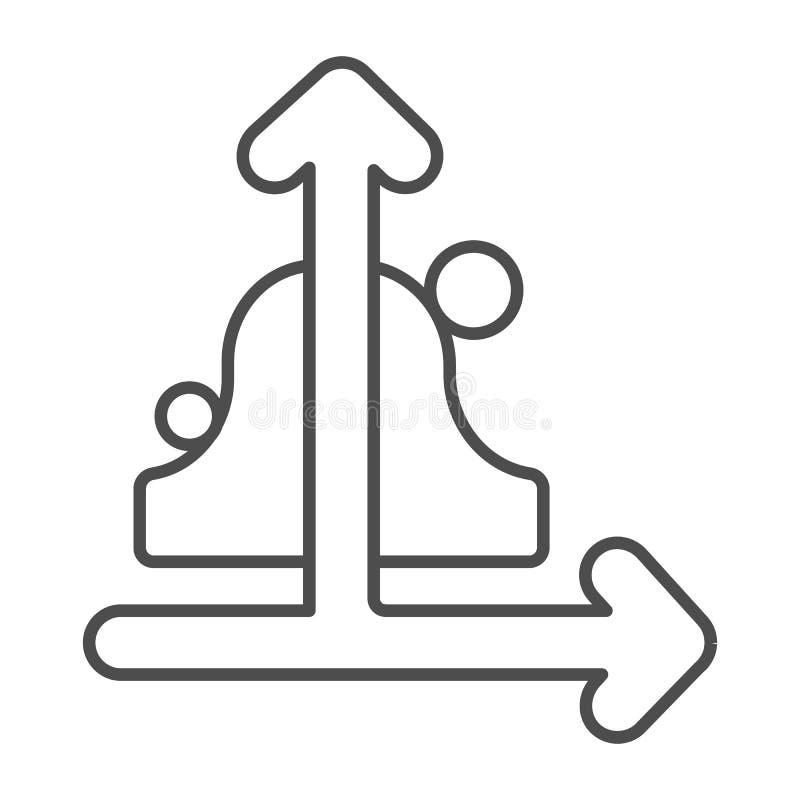 Graph with Axis Deflection and Curve with Circles Thin Line Icon ...