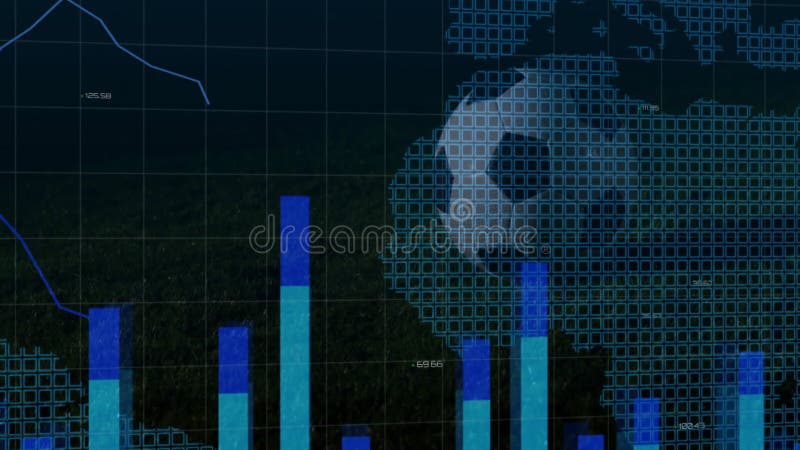 Graph and Bar Chart Data Processing Animation Over Soccer Ball and World Map Stock Video - Video ...