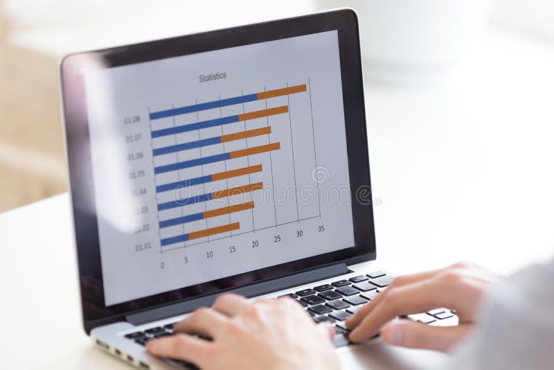 Graph Bar Chart Diagram Statistics Graphic at Laptop Stock Image ...