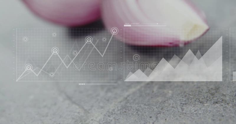 Graph and Bar Chart Image Over Close-up of Sliced Red Onions Stock ...