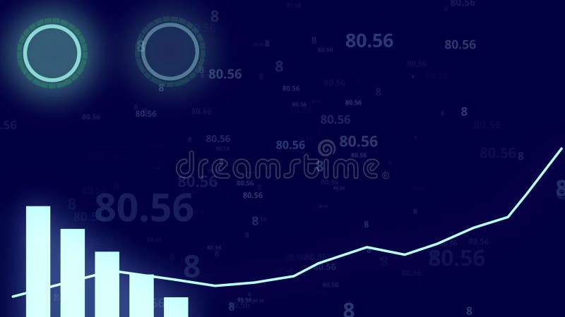 Graph on Blue Digital Background with Random Numbers Stock Footage ...