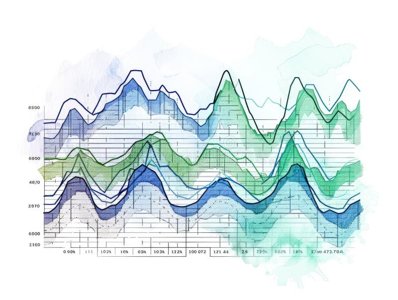 A Graph with a Blue Line and a Green Line Stock Illustration ...