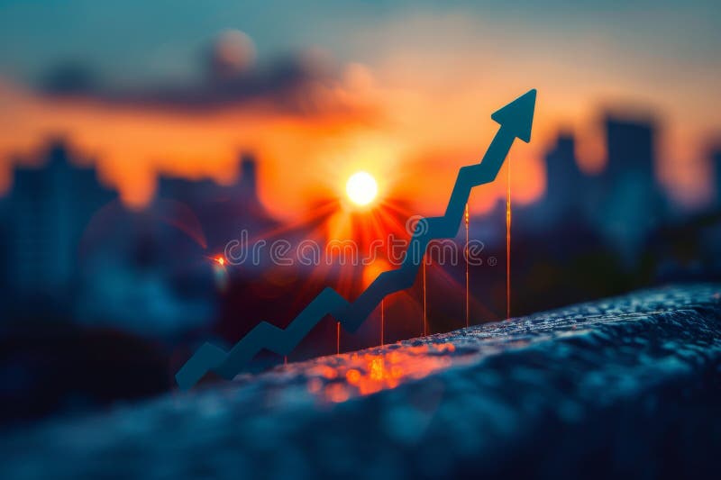 A Graph with a Blue Line and Orange Lines that are Pointing Upwards ...