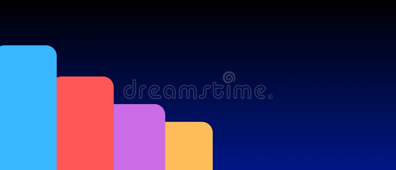 Graph Building in Multicolour Over Dark Blue Gradient Background. Stock ...