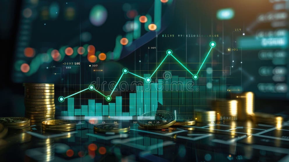 A Graph with a Bunch of Numbers and a Pile of Coins Stock Illustration ...