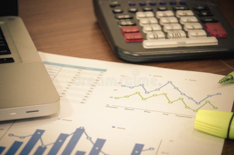 Graph and calculator stock image. Image of technology - 86500587