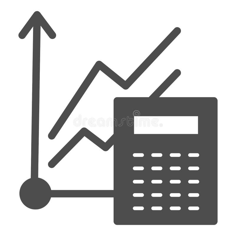 Graph and Calculator Solid Icon. Accounting, Business Calculation with ...