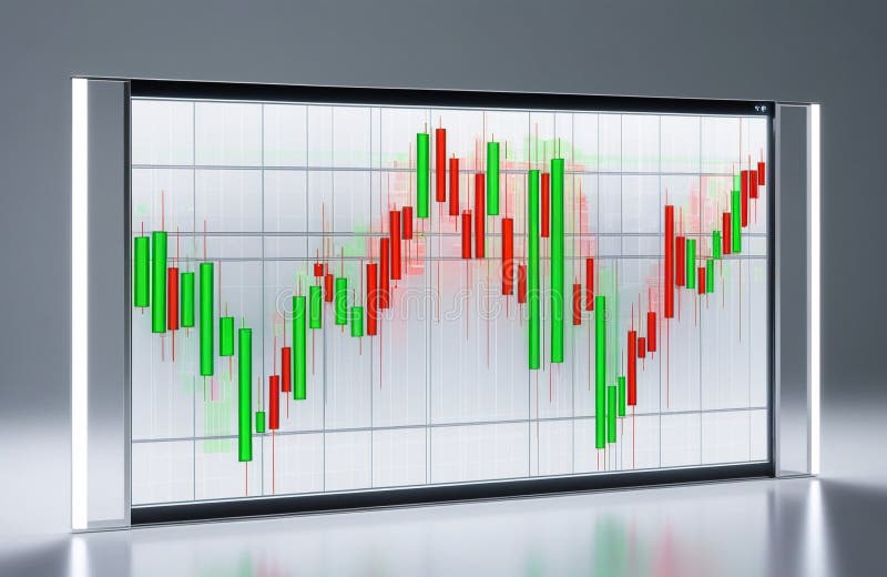 Graph with Candle in Digital Screen Share Market Concept Stock ...