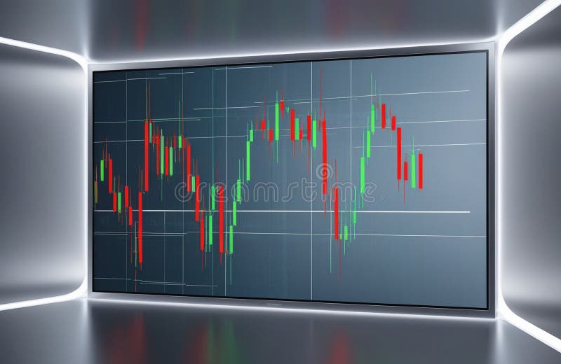 Graph with Candle in Digital Screen Share Market Concept Stock ...