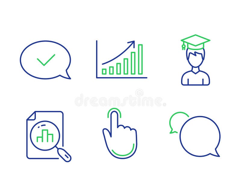 Graph Chart, Analytics Graph and Student Icons Set. Hand Click ...