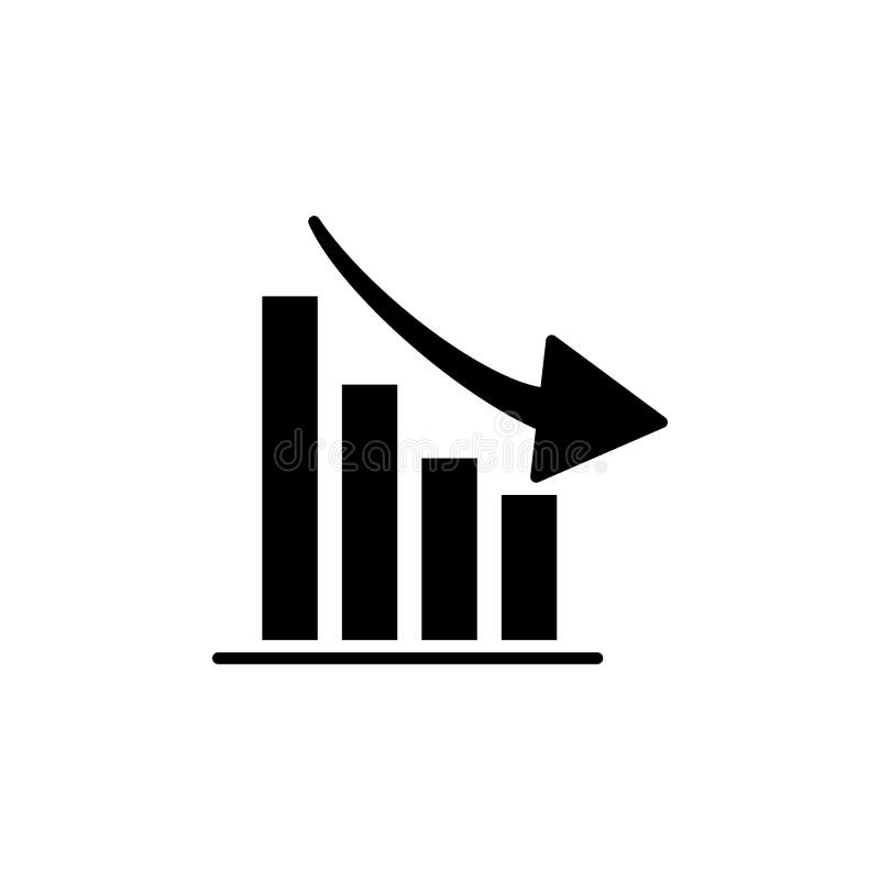 Graph Chart Down Icon. Down Arrow Symbol Stock Vector - Illustration of ...