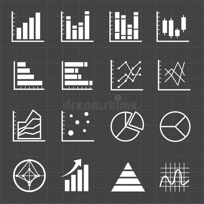 Graph Chart Icons and Black Background Stock Vector - Illustration of ...