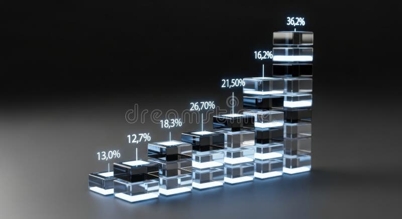 Glass Bar Graph Showing Positive Growth Trend Stock Illustration ...