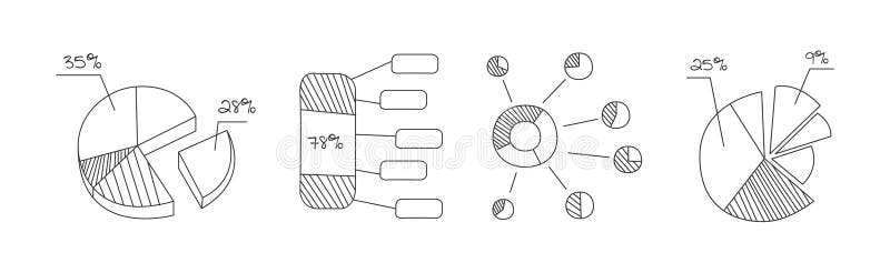 Graph and Chart Line Drawing As Infographic Element Vector Set Stock Vector - Illustration of ...