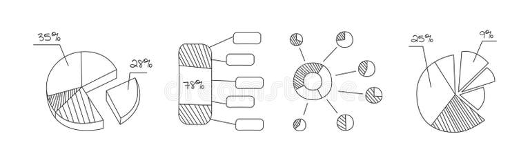 Graph and Chart Line Drawing As Infographic Element Vector Set Stock ...