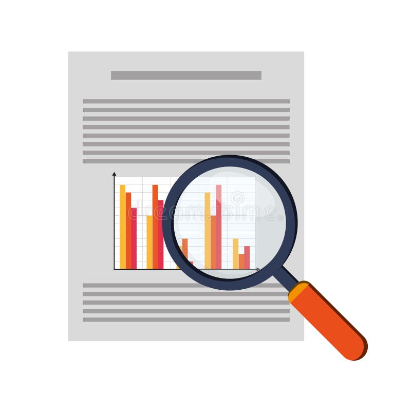 Graph Chart and Magnifying Glass Icon Stock Vector - Illustration of ...