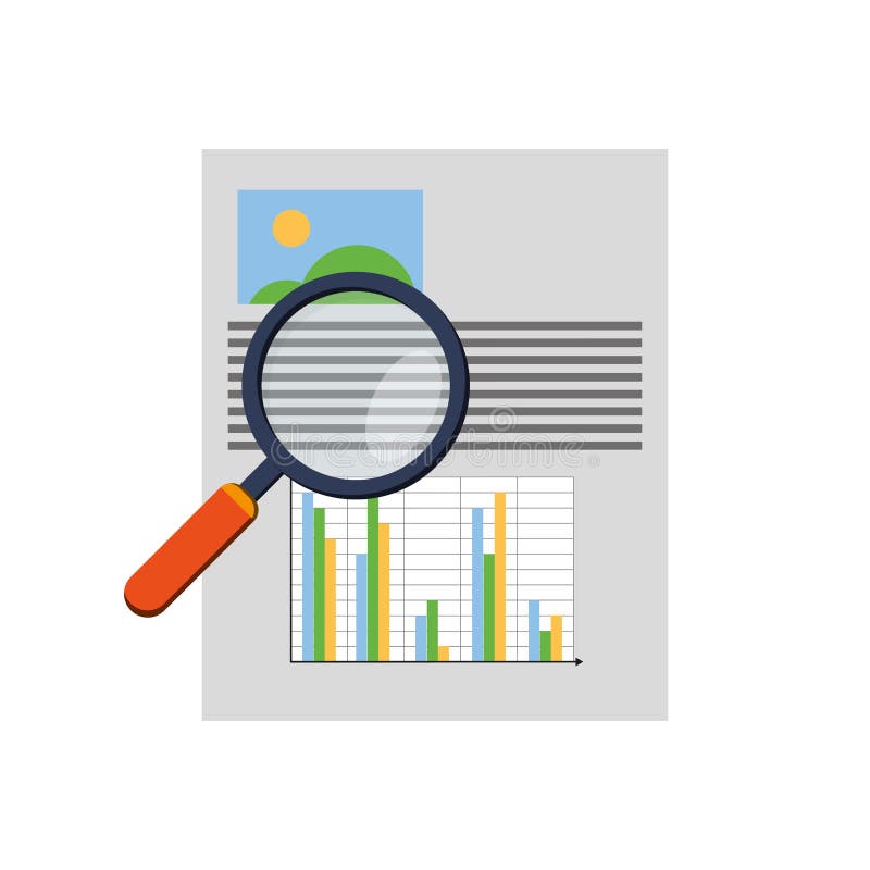Graph Chart and Magnifying Glass Icon Stock Vector - Illustration of ...