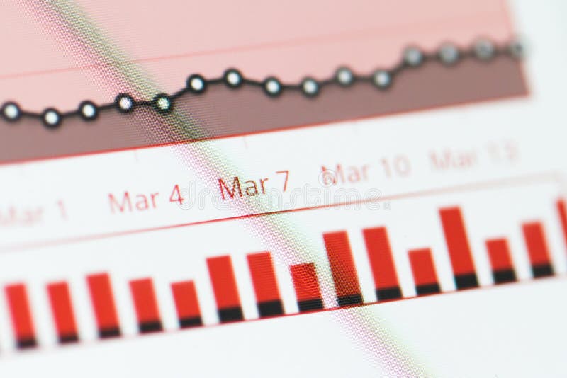 Graph Chart on Monitor Screen Stock Image - Image of analytics ...