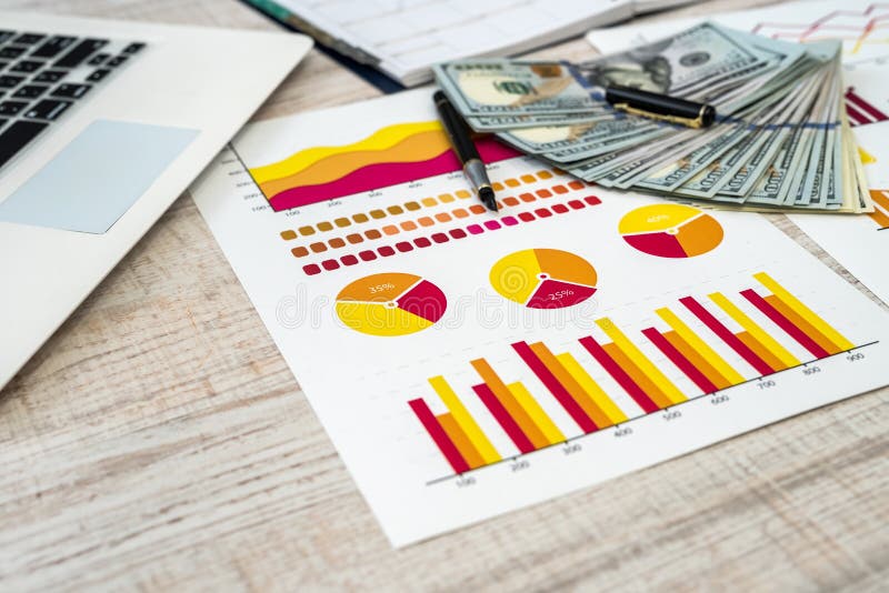 Graph or Chart Paper Us Money on Table Stock Photo - Image of diagram ...