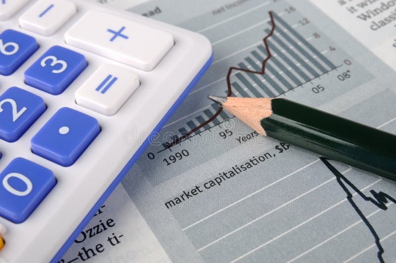 Graph and Chart, with Pencil and Calculator Stock Image - Image of data ...