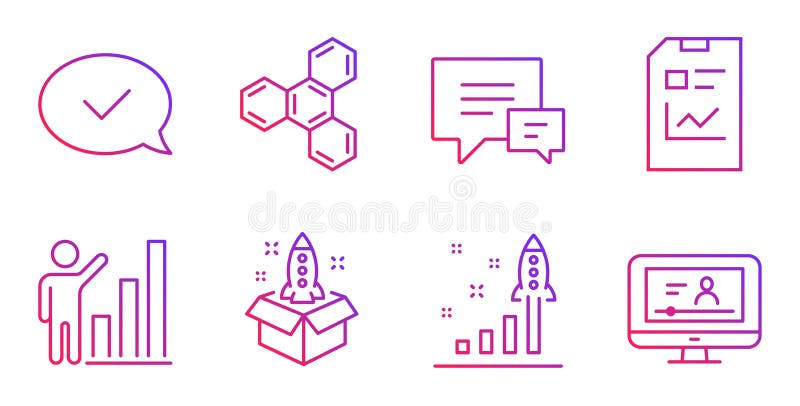 Graph Chart, Startup and Comment Icons Set. Development Plan, Report ...
