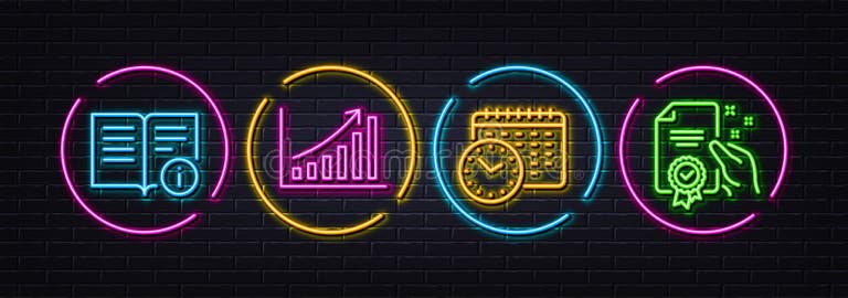 Graph Chart, Technical Info and Calendar Time Minimal Line Icons. for ...
