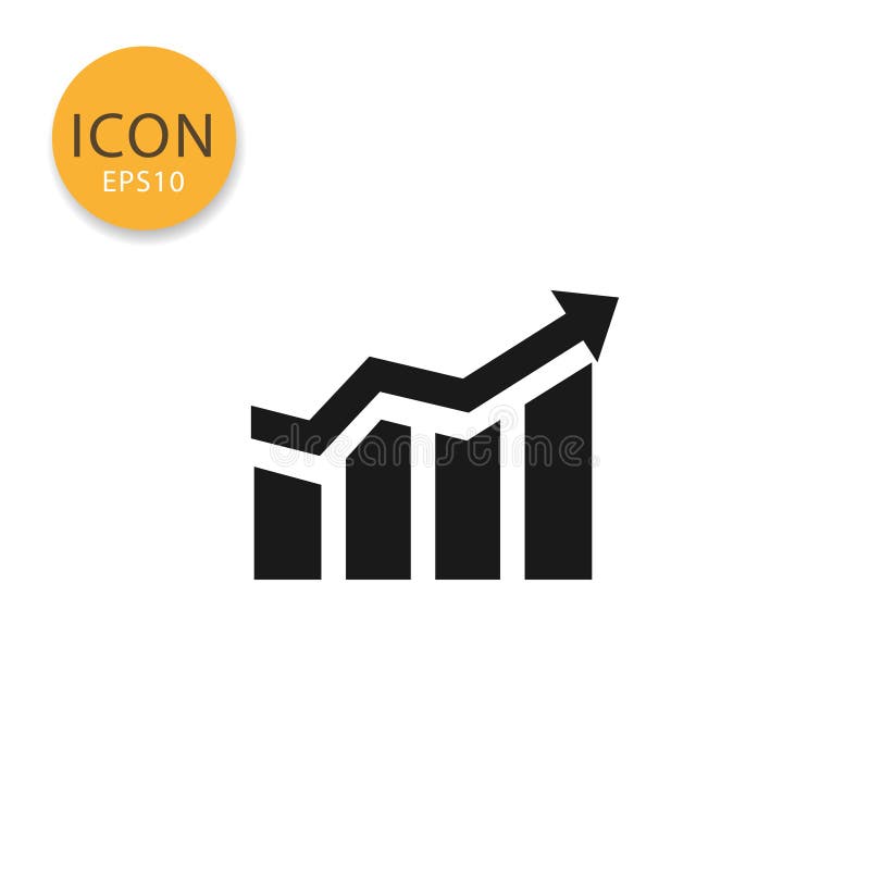 Graph Chart Up Trend with Arrow Icon Isolated Flat Style. Stock Vector ...