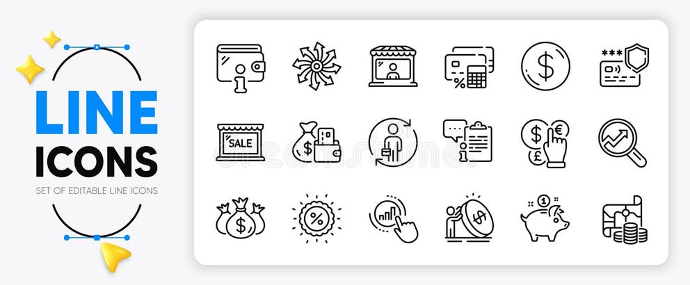 Graph Chart, Wallet and Versatile Line Icons. for Web App. Vector Stock ...