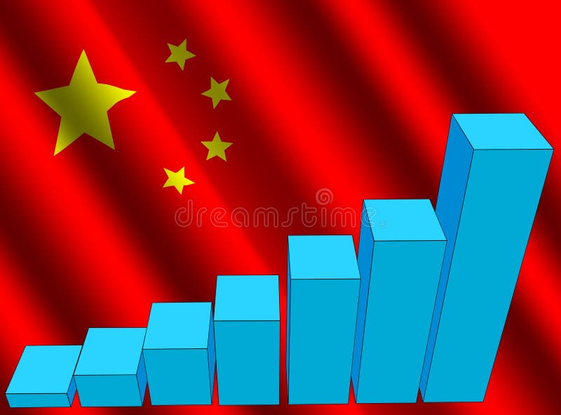 Graph and Chinese flag stock illustration. Illustration of commerce ...
