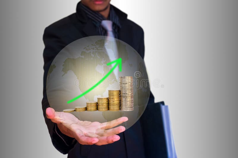 Graph Coin in Hand Businessman Stock Image - Image of businessman ...