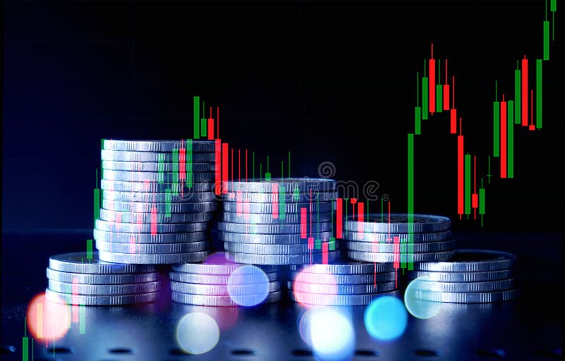 Graph and Coins for Finance and Business Concept Stock Photo - Image of ...