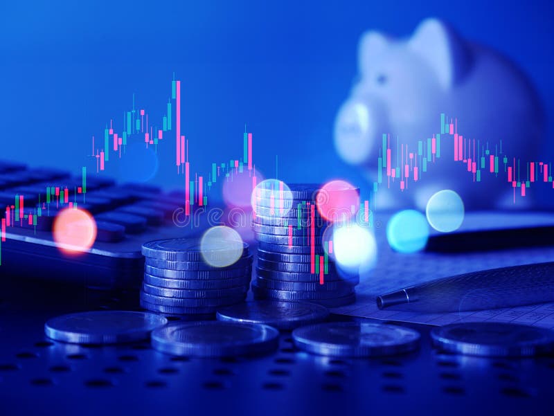 Graph and Coins for Finance and Business Concept Stock Image - Image of ...