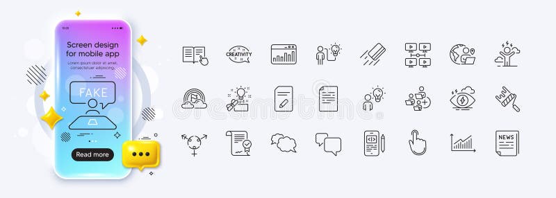 Graph, Creativity and Read Instruction Line Icons for Web App ...