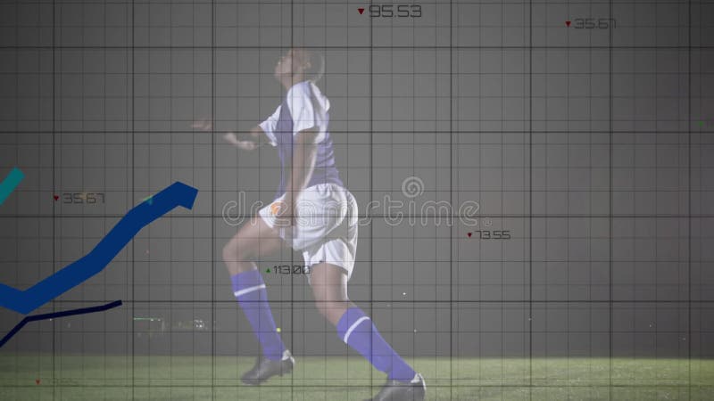Graph and Data Analysis Animation Over Soccer Player Jumping on Field Stock Footage - Video of ...