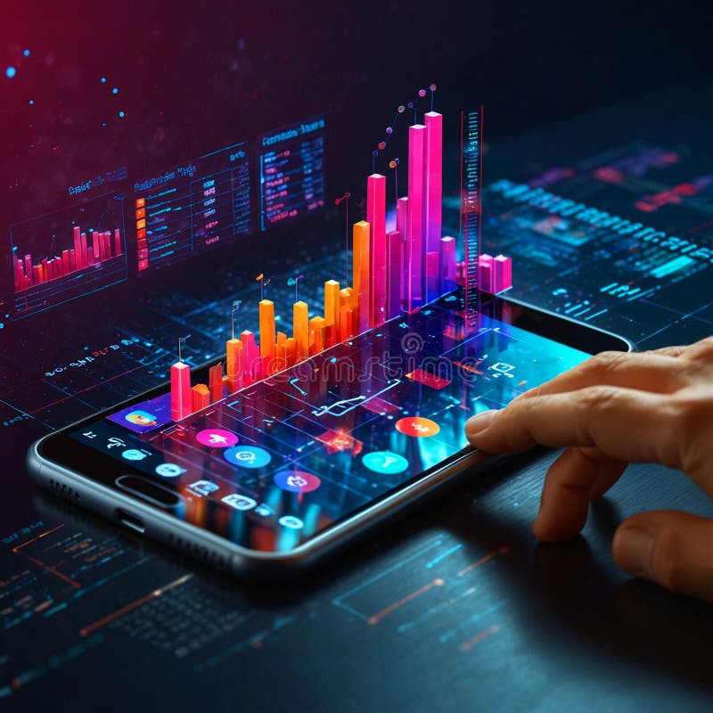 Graph with Data Analysis and Data Statistics on an Isometric Mobile ...
