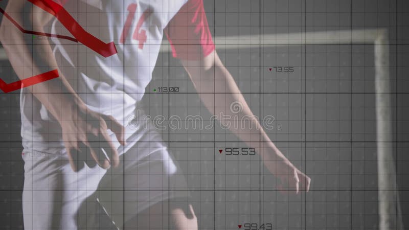 Graph and Data Points Animation Over Athlete in Red and White Uniform ...