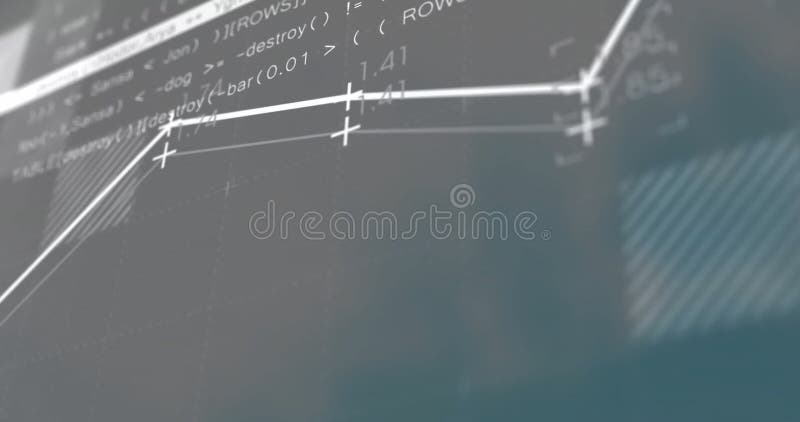 Graph with Data Points and Code Animation Over Blue Background Stock ...