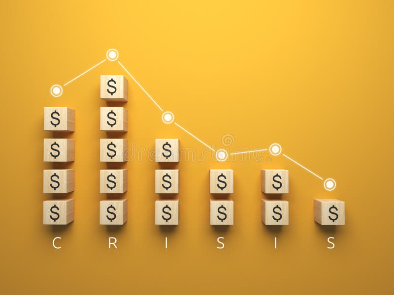 Graph of the Decline of the Economy from Wooden Cubes Stock Illustration - Illustration of ...