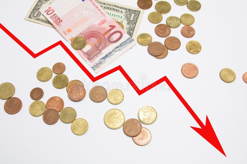 Graph decrease stock image. Image of crash, graph, coins - 23046723