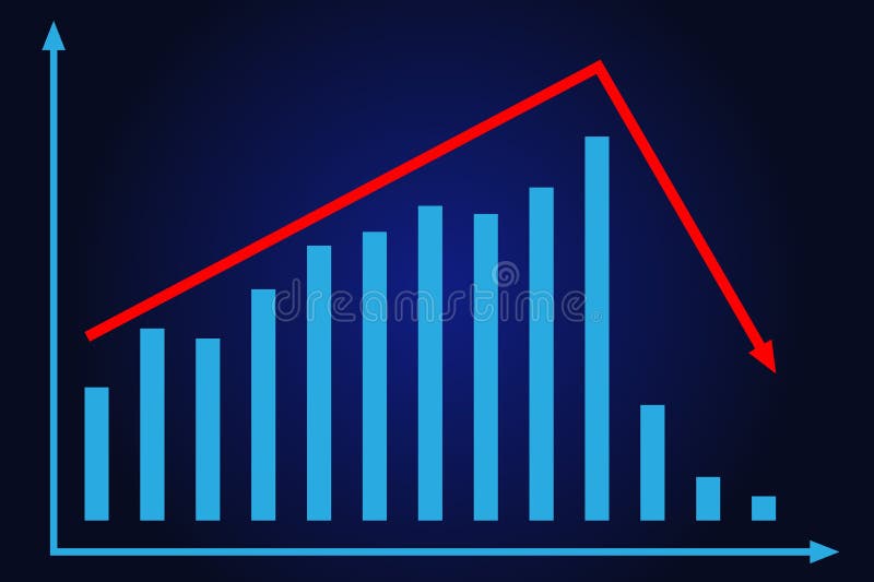 Graph with Decrease Report. Diagram with Recession and Bankruptcy ...