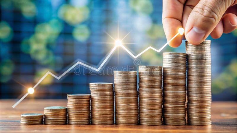 Stack Coins: Tracking Trading Price Increases Stock Illustration ...