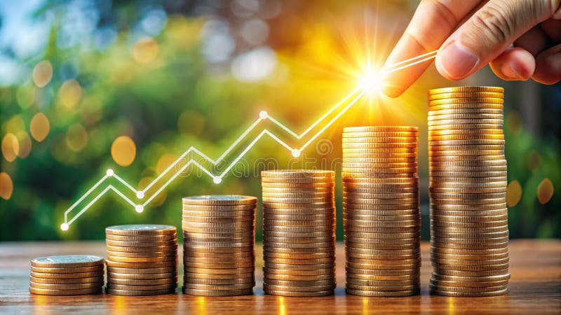 Stack Coins: Tracking Trading Price Increases Stock Illustration ...