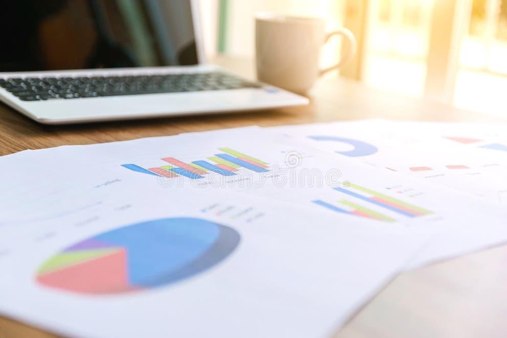 Graph on the Desk Analysis and Laptop with Business Stock Image - Image ...